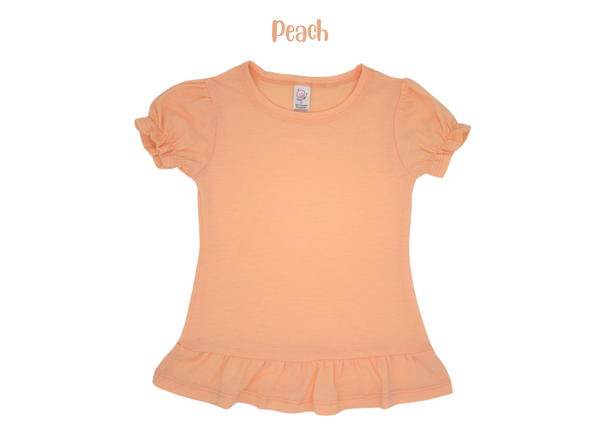 Toddler 95% polyester s/s ruffle shirt – Bubbakins Blanks